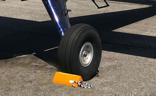 8" Aviation Chock Pair, Glow, Reflectors, Orange | Cargo Equipment