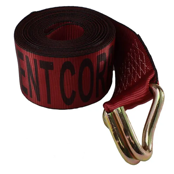 4" x 50' Winch Strap w/Wire Hook - Red | Cargo Equipment