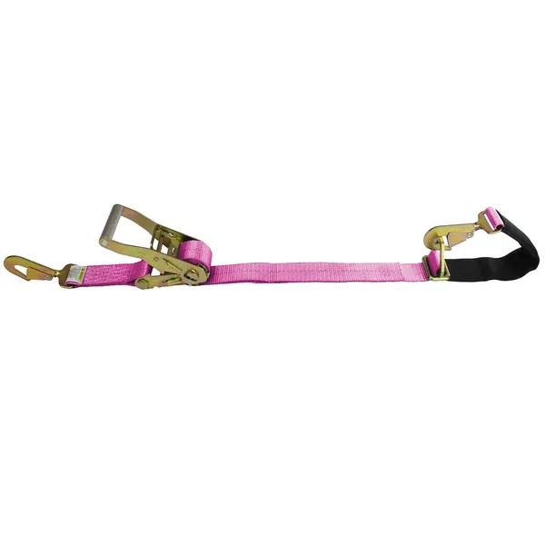 2" x 6' 10K Ratchet Strap with Built-in Axle Strap with Twisted Snap ...