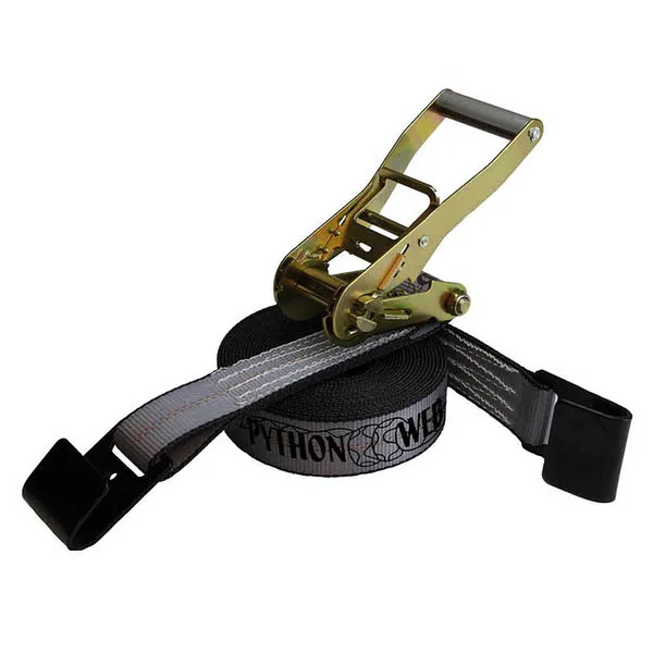 2" x 30' Python Ratchet Strap with Flat Hooks - Gray | Cargo Equipment