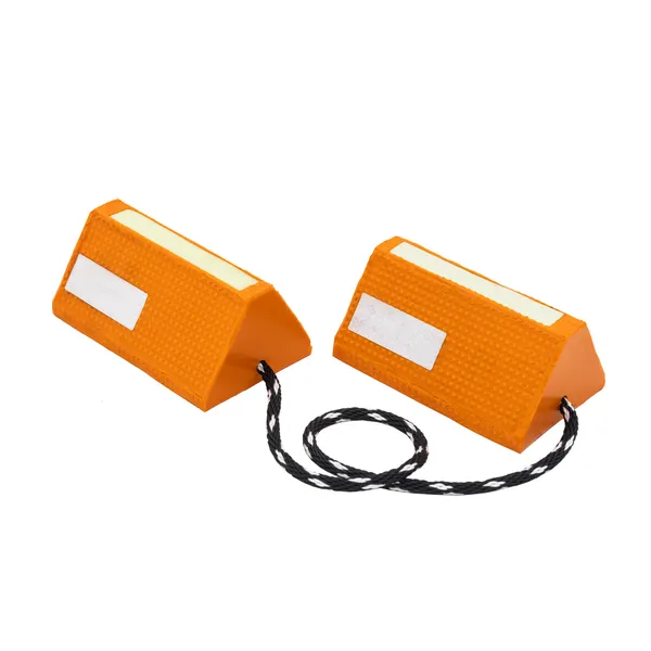 8" Aviation Chock Pair, Glow, Reflectors, Orange | Cargo Equipment