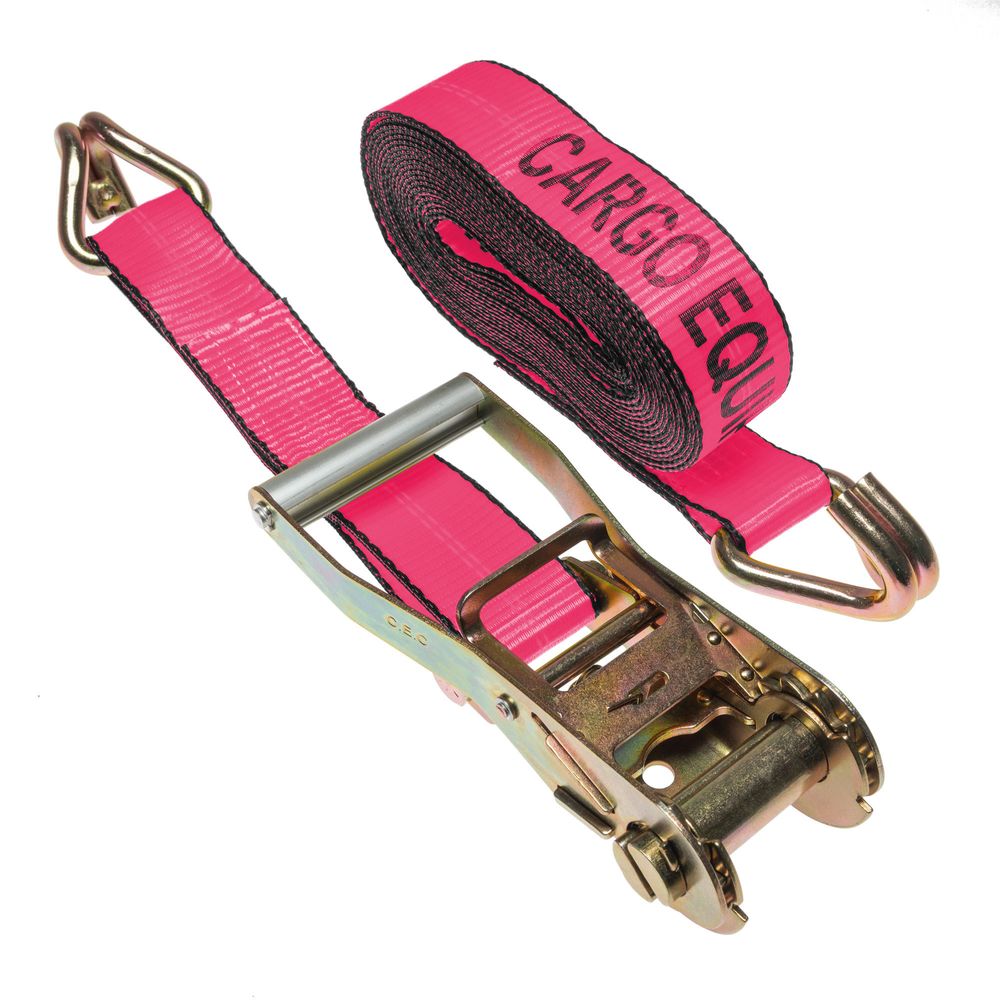 2" x 24' Ratchet Strap With Wire Hooks - Pink | Cargo Equipment