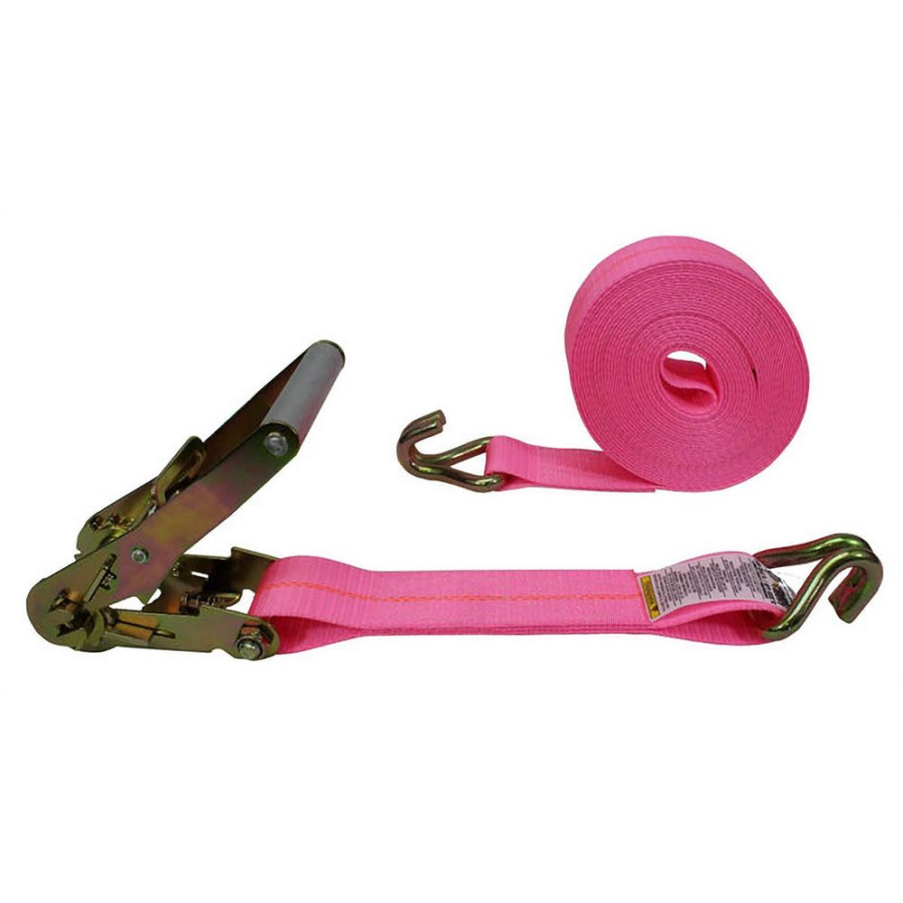 2" x 34' Ratchet Strap With Wire Hooks - Pink | Cargo Equipment