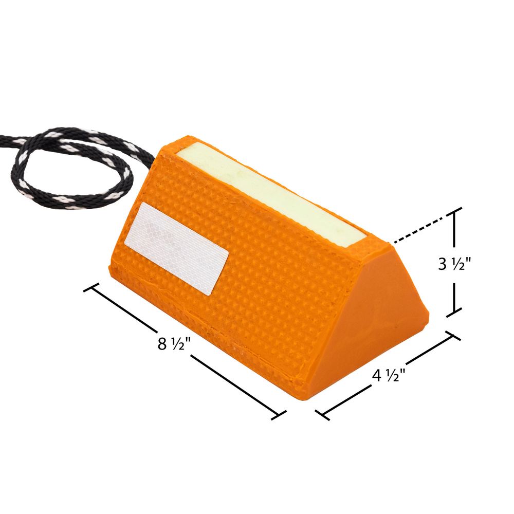8" Aviation Chock Pair, Glow, Reflectors, Orange | Cargo Equipment
