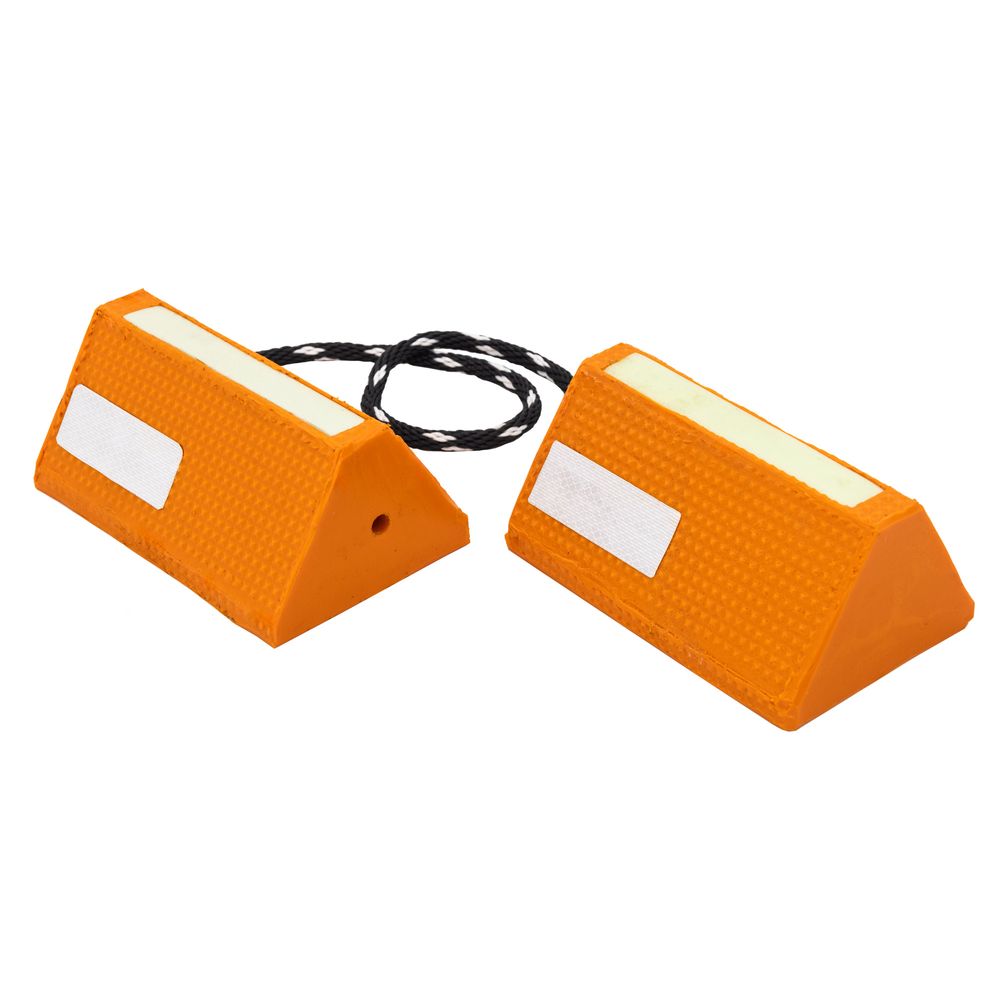 8" Aviation Chock Pair, Glow, Reflectors, Orange | Cargo Equipment